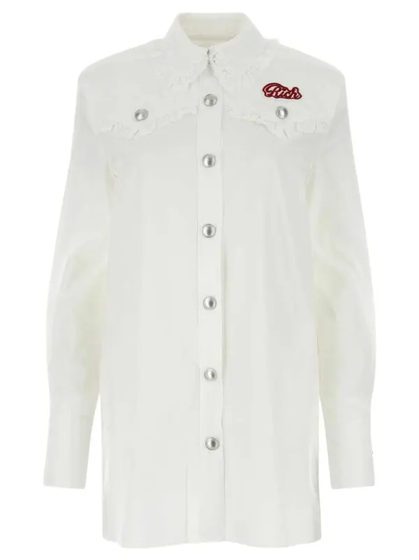 Alessandra Rich Logo Patch Shirt Dress - White