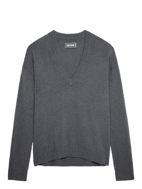 Zadig&Voltaire V-neck Sweater With Ribbed Trim - Ardoise
