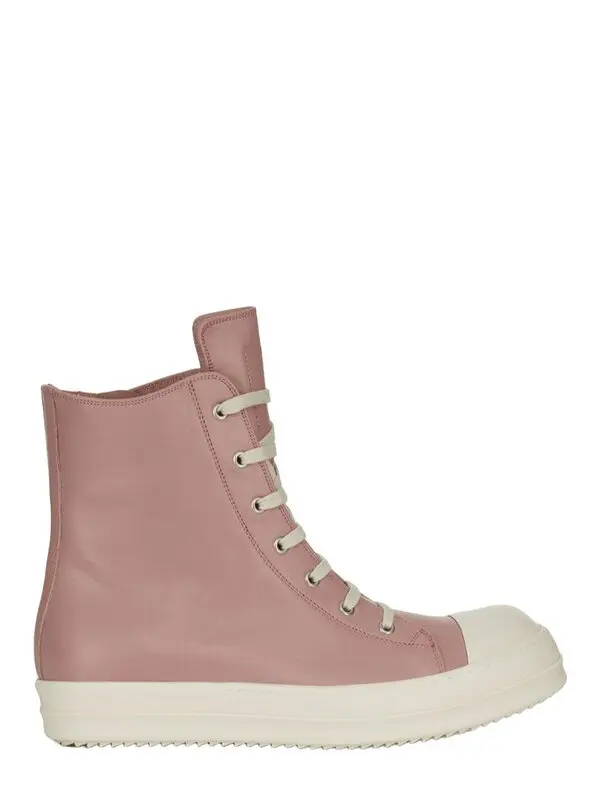 Rick Owens High-top Leather Sneakers With Side Zip - Pink