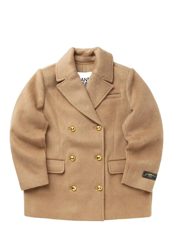 GANNI Double-breasted Jacket - Nude