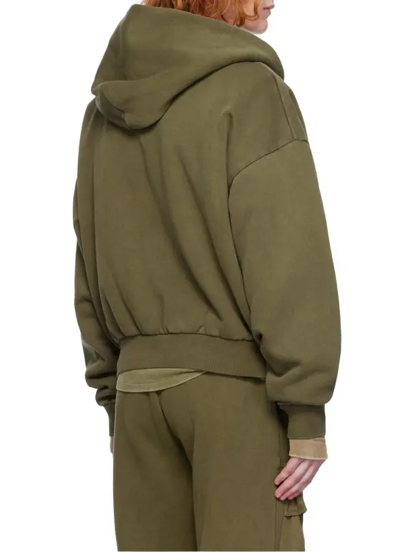 ENTIRE STUDIOS Zip-up Thermal Hoodie - Khaki