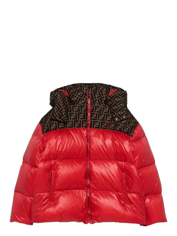 Fendi Ff-print Puffer Jacket With Zipper - Red