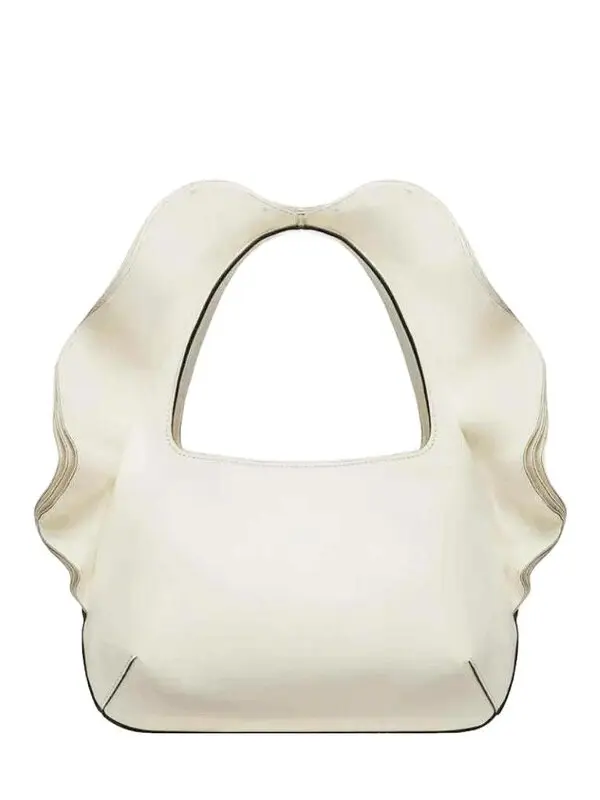 Valentino Garavani Atelier 04 Ruffled Trim Shoulder Bag - Ivory White
