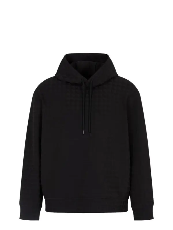 Emporio Armani All-over Logo Detailed Drawstring Hoodie - Black