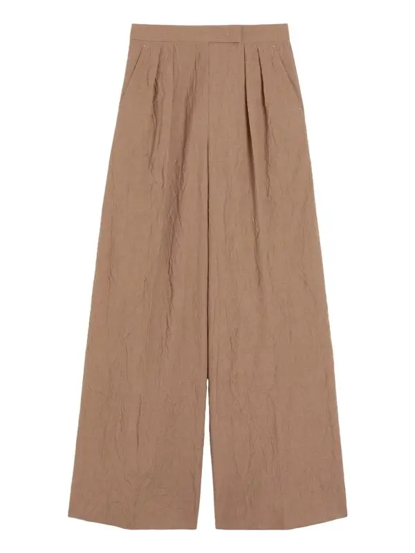 Max Mara Woolen Cloth Wide Leg Trousers - Hazelnut Brown