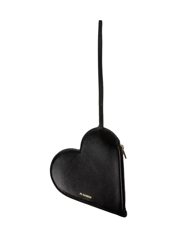 JIL SANDER Heart Shaped Clutch Bag With Neck Strap - Black