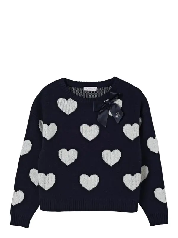 Monnalisa Heart Patterned Sweater - Black