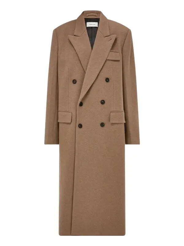 FERRAGAMO Double Breasted Wool Coat - Brown