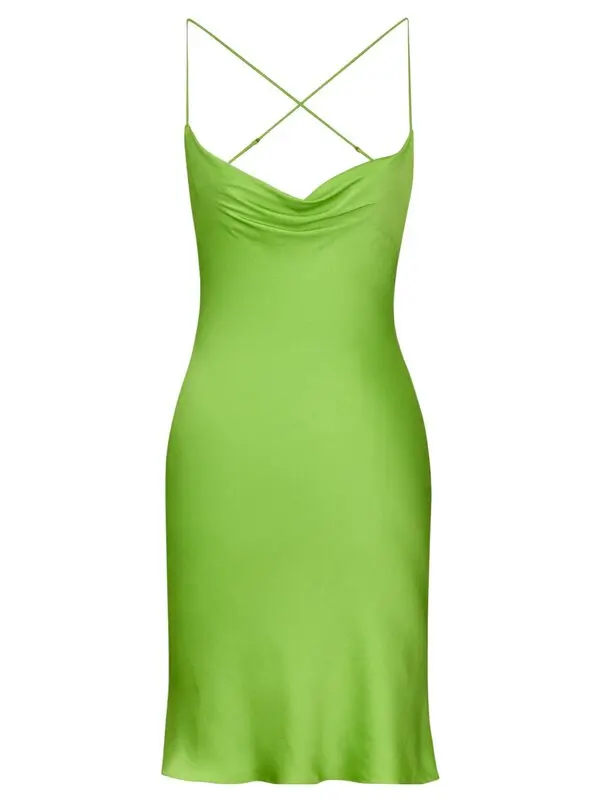 Saint Laurent Backless Cowl Mini Dress - Vert Fluo