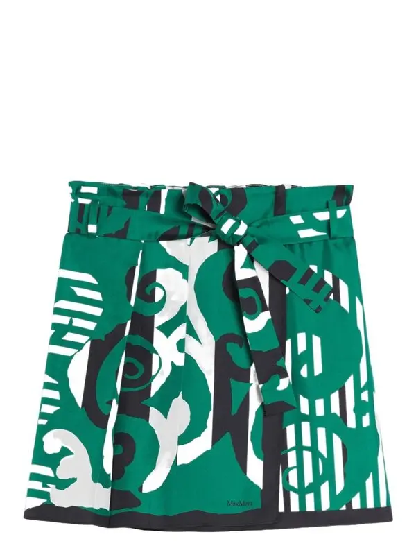 Max Mara Printed Pleated Mini Skirt - Silk
