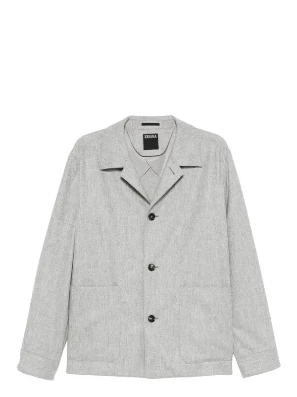 Zegna Button-detailed Straight Hem Jacket - Gray
