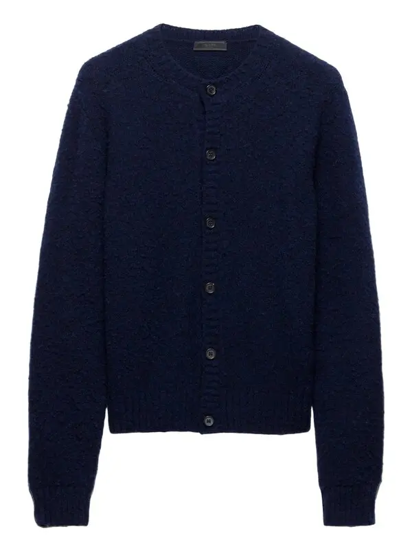 Prada Shetland Crewneck Cardigan - Navy