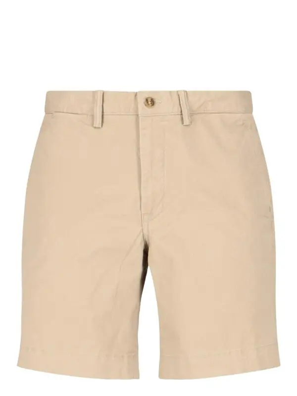 Polo Ralph Lauren Flat Front Chino Shorts With Embroidered Logo - Nude