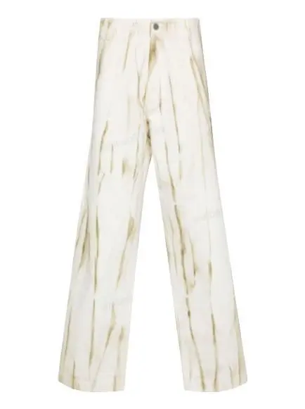 Emporio Armani Abstract Print Cotton Jeans - White