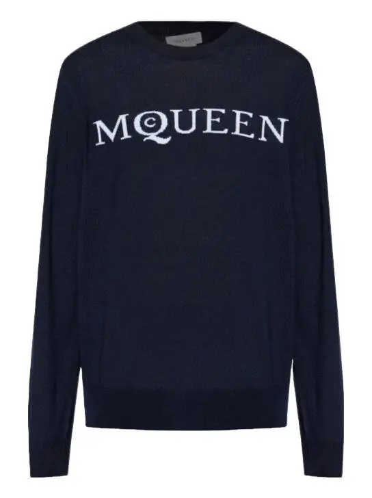 Alexander McQueen Logo Intarsia-knit Crewneck Jumper - Black