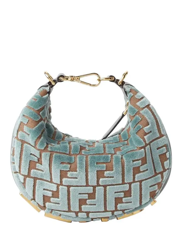Fendi Ff Jacquard Velvet Mini Tote Bag - Green