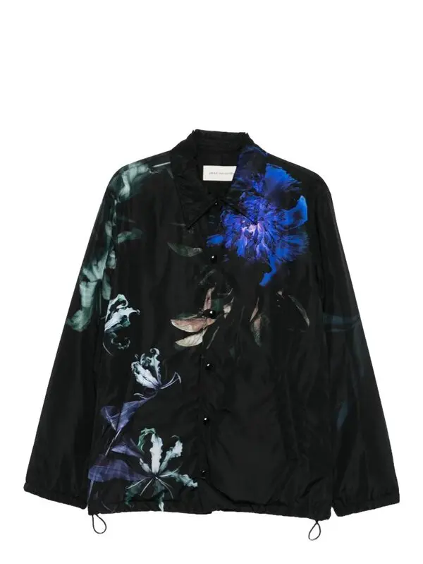 Dries Van Noten Floral Print Drawstring Jacket - Black