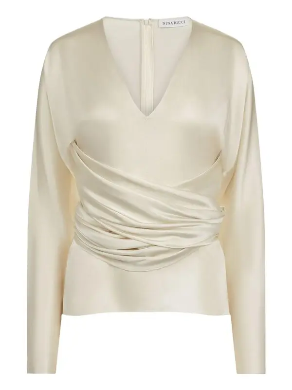 Nina Ricci Draped V-neck Top - Cream