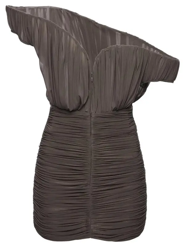 Magda Butrym Asymmetrical Petal Mini Dress - Brown
