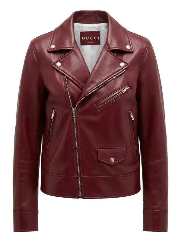 Gucci Leather Zip-up Jacket - Red