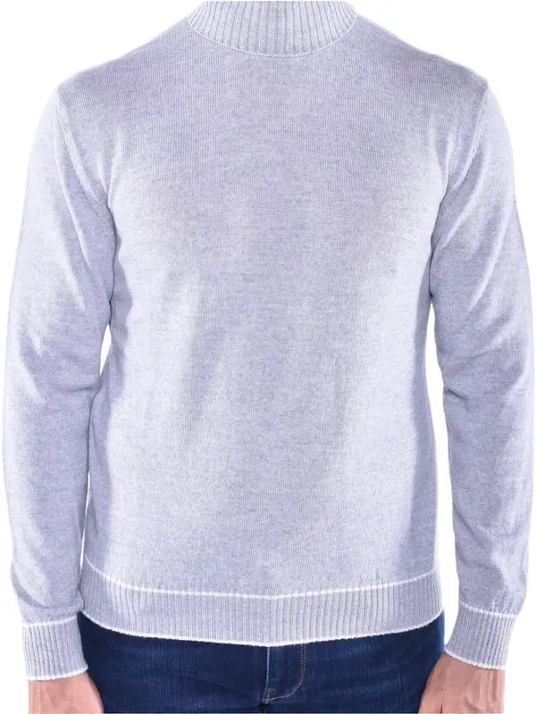 Eleventy Embroidered Turtleneck Knitted Sweater - Blue