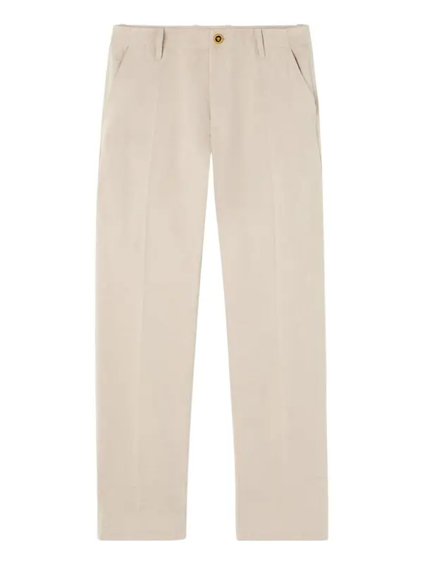 Versace Logo-embroidered Straight-leg Trousers - Nude