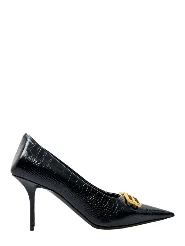 Balenciaga Bb Logo Plaque Pointed Toe Pumps - Black