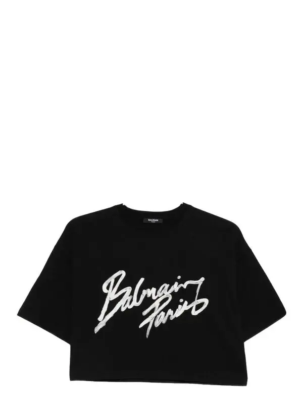 Balmain Graphic Printed Cropped T-shirt - No