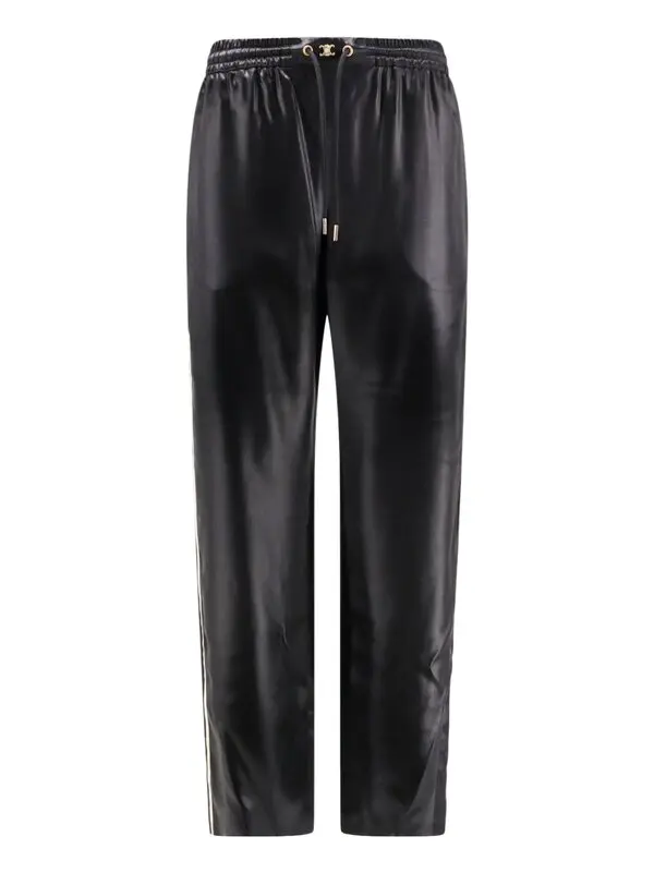 Celine Triomphe Flowing Satin Jogging Pants - Black