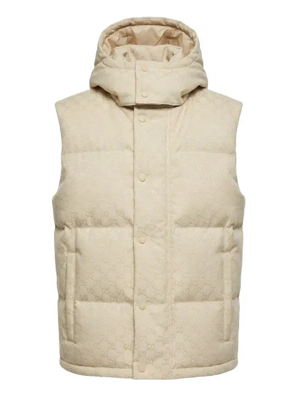 Gucci Sleeveless Down Jacket With Hood - Nude