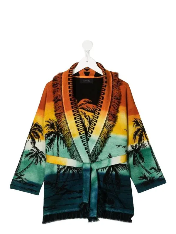 Alanui Palm Tree Printed Cardigan - Black