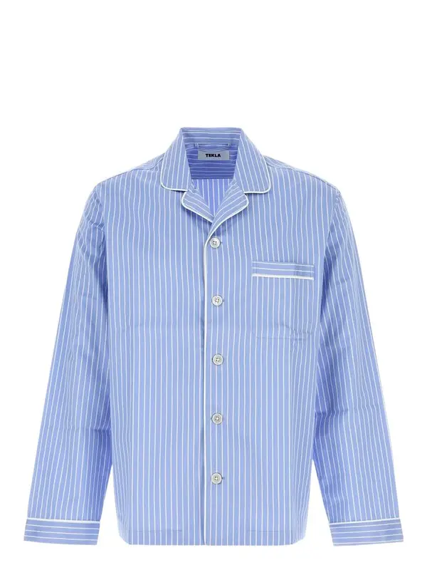 TEKLA Sateen Pyjama Shirt - Blue