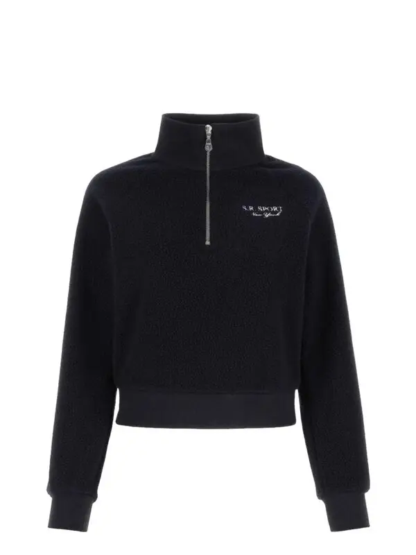 SPORTY  RICH Sporty & Rich Half-zip Fleece Sweatshirt - Black