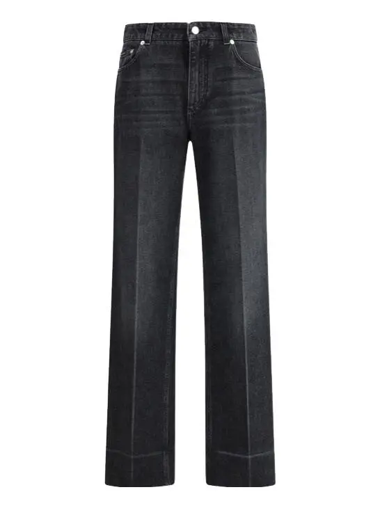 Dolce & Gabbana Logo Plaque Straight Leg Jeans - Black