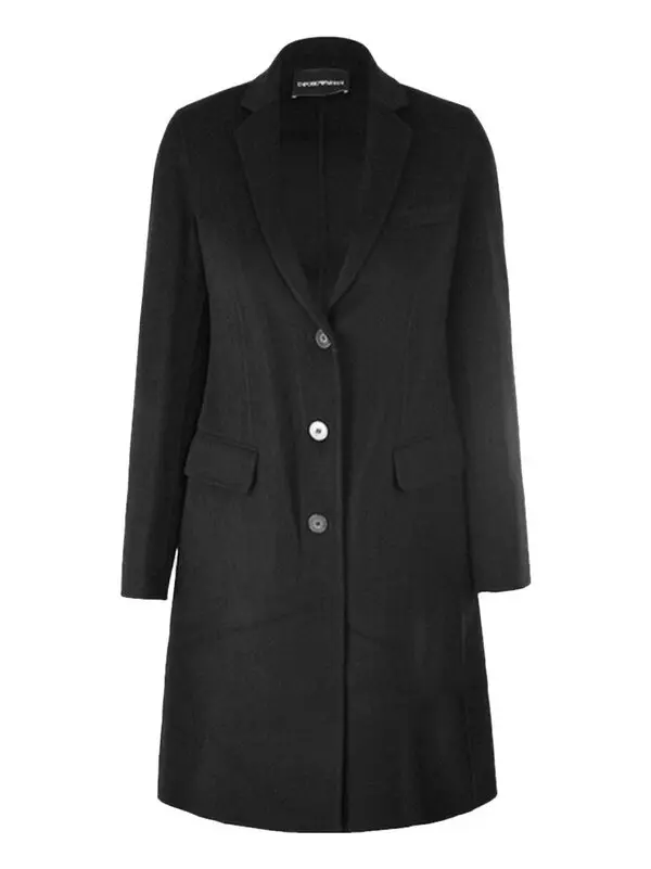 Emporio Armani Single-breasted Lapel Coat - Black