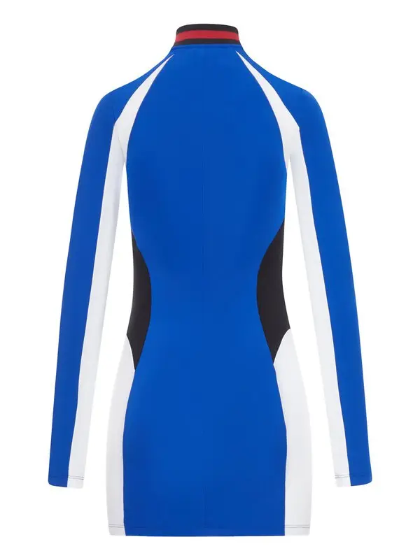 Off-White Zip Detailed Long-sleeved Dress - Blue