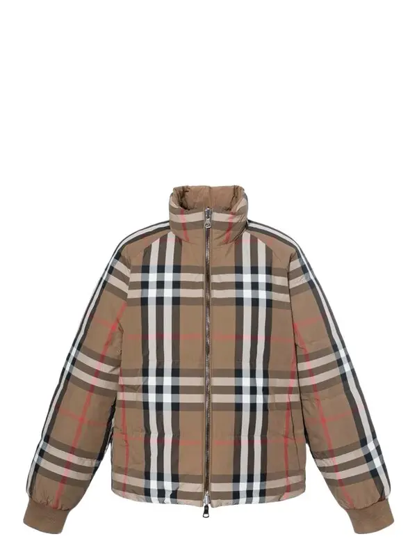 Burberry Reversible Checked Puffer Jacket - Khaki