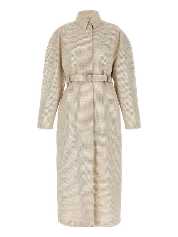 Sportmax Perforated Belted Long-sleeved Coat - No