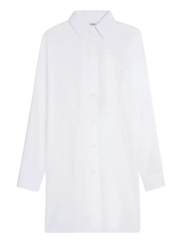Celine Painter Shirt Dress In Cotton Batiste - White