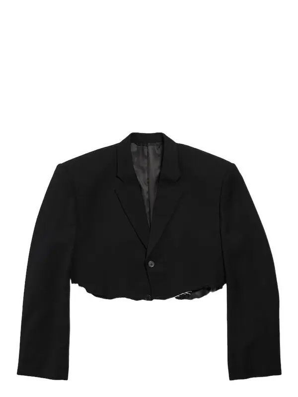 Balenciaga Cropped Single-breasted Blazer With Cut-out Detail - Black