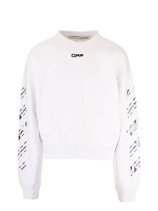 Off-White Logo Printed Long Sleeve Hoodie - White