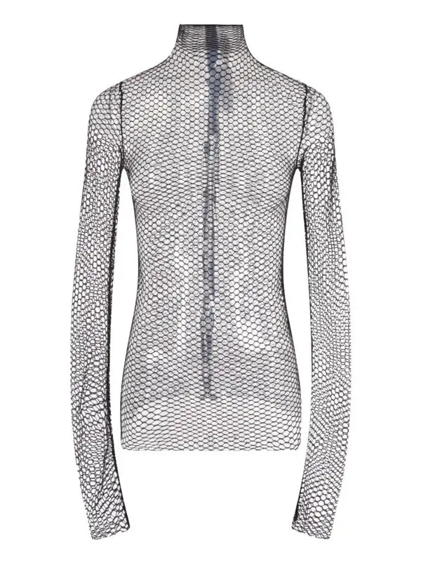 Red Valentino Mock Neck Mesh Top - Gray