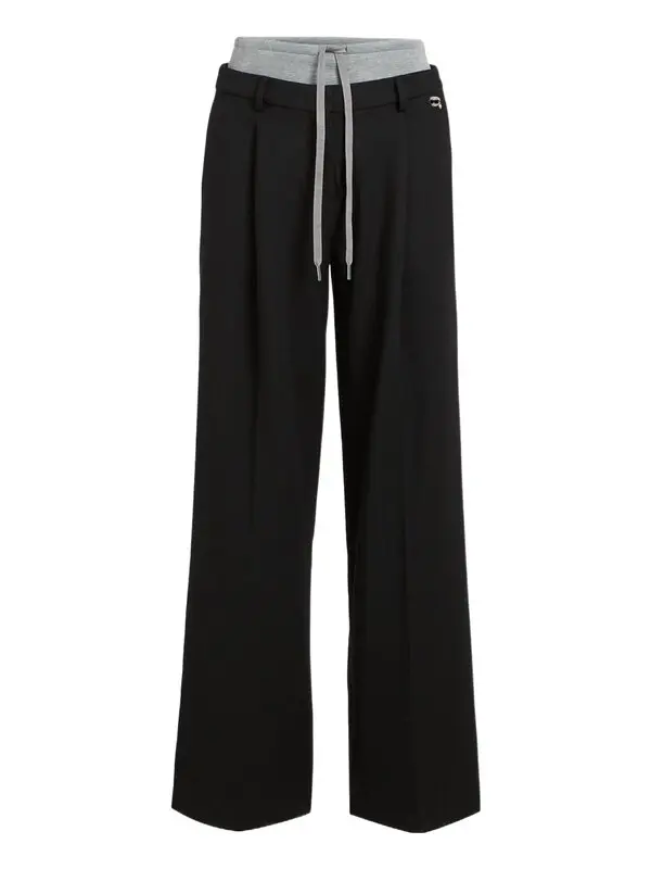 Karl Lagerfeld Ikon Double-waistband Trousers - Black/gray Mixed Color