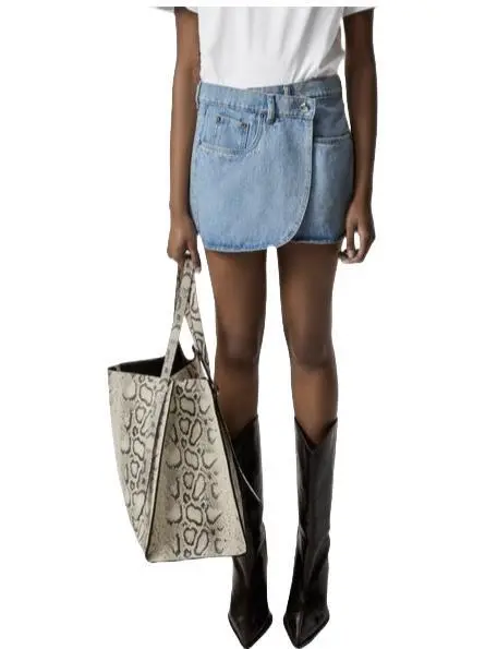 Coperni Wrap Around Denim Skirt - Blue Washed