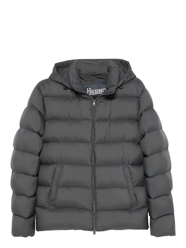 Herno Hooded Quilted Bomber Jacket With Drawstring Hem - Antracite
