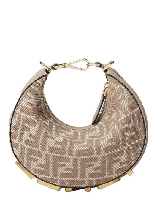 Fendi Ff Jacquard Mini Shoulder Bag - Grey