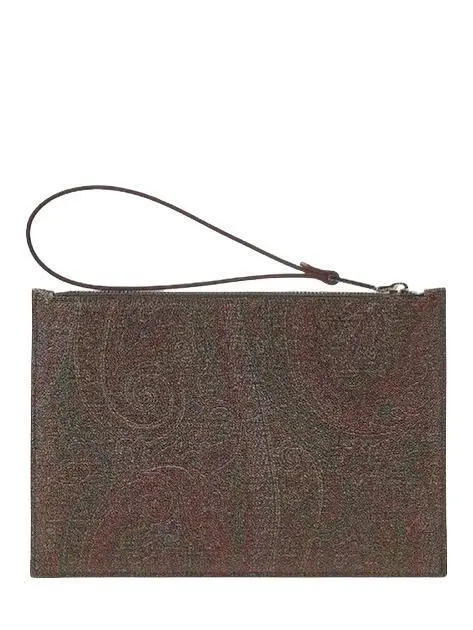 Etro Patterned Wristlet Clutch - Brown
