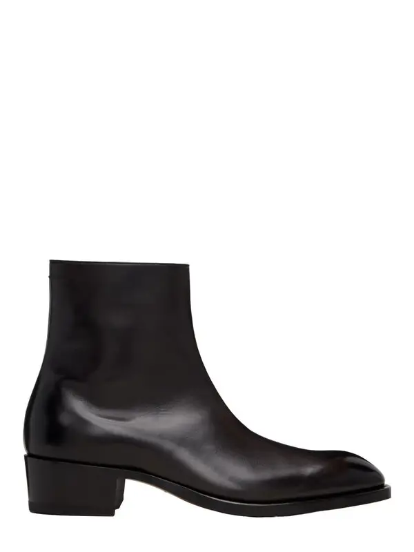 TOM FORD Leather Zip Boots - Black