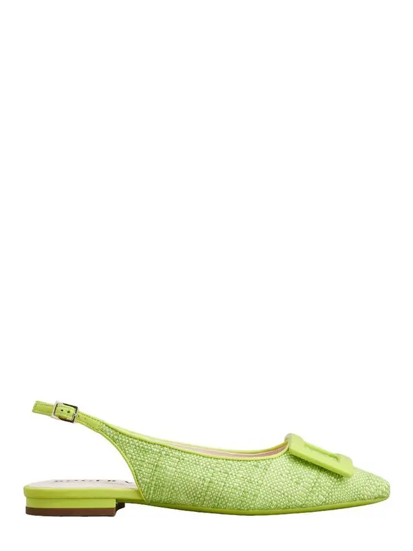 ROGER VIVIER Gommettine Lacquered Buckle Slingback Ballerinas - Green