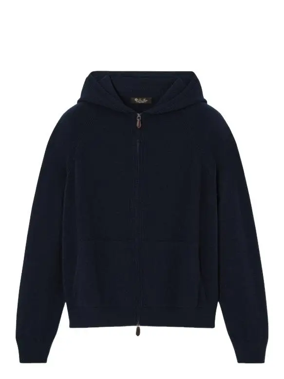 Loro Piana Zip-up Hooded Coat - Navy Blue